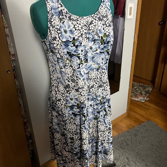 Perceptions | Dresses | Perceptions Blue Floral Dress With Navy Shrug ...